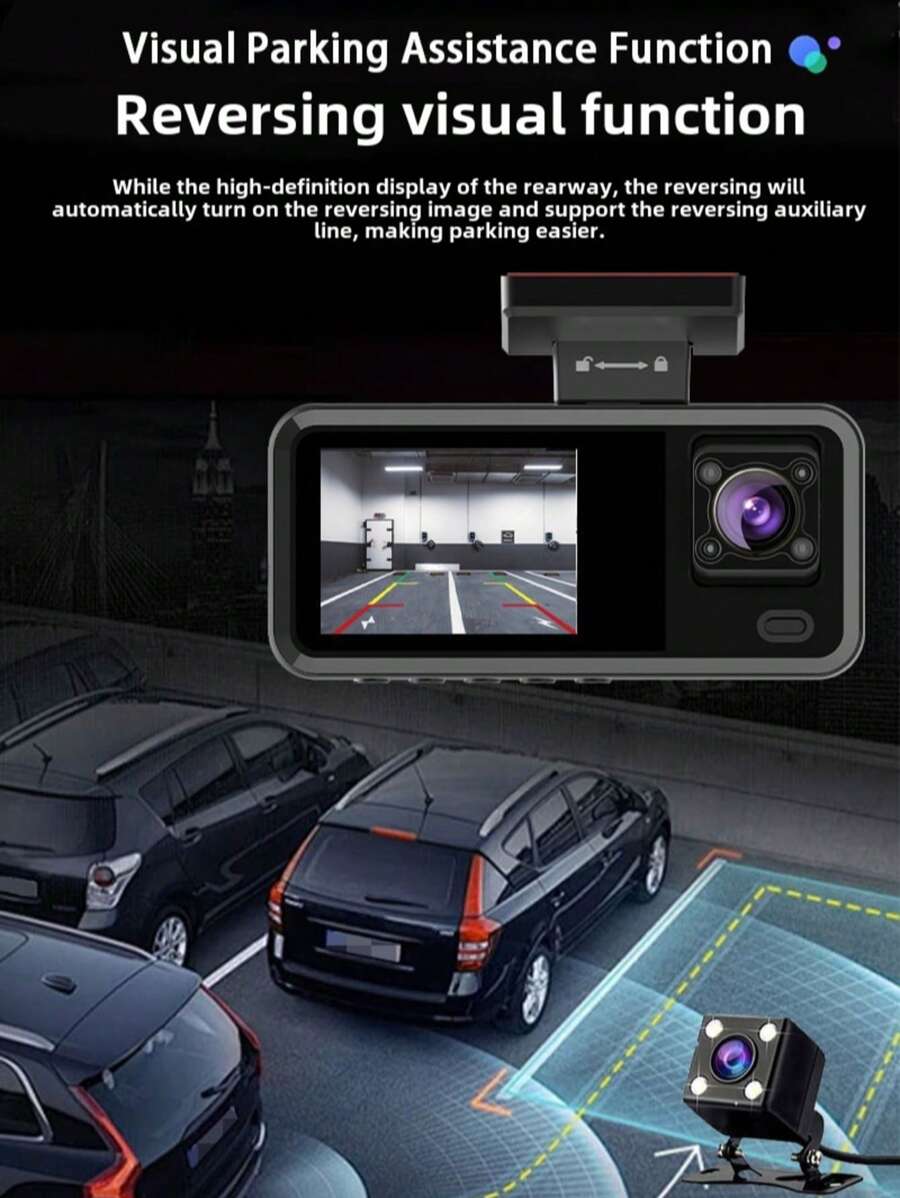3 Channel Dash Cam,Car Dash Cam, Car Front Rear Image Recorder, Mini ...