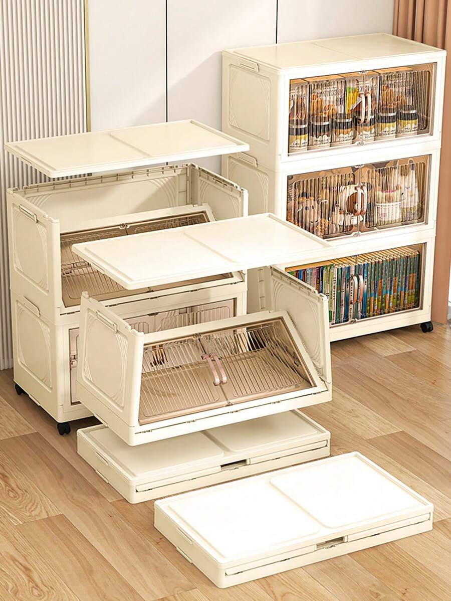 1pc Foldable Storage Cabinet, 45cm/55cm Width, 1-5 Tiers Selectable ...