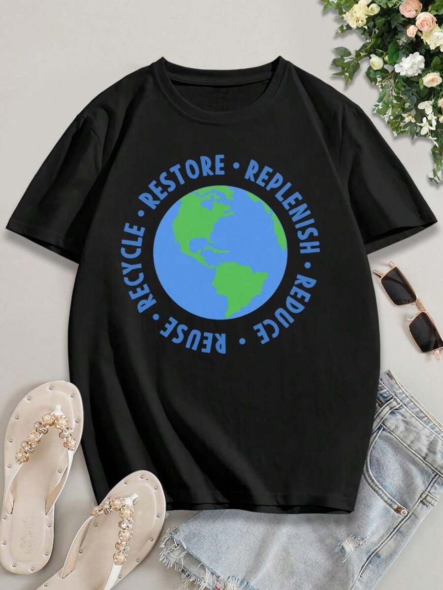 Valentine's Day Earth Day T-Shirt Restore Replenish Reduce Reuse ...
