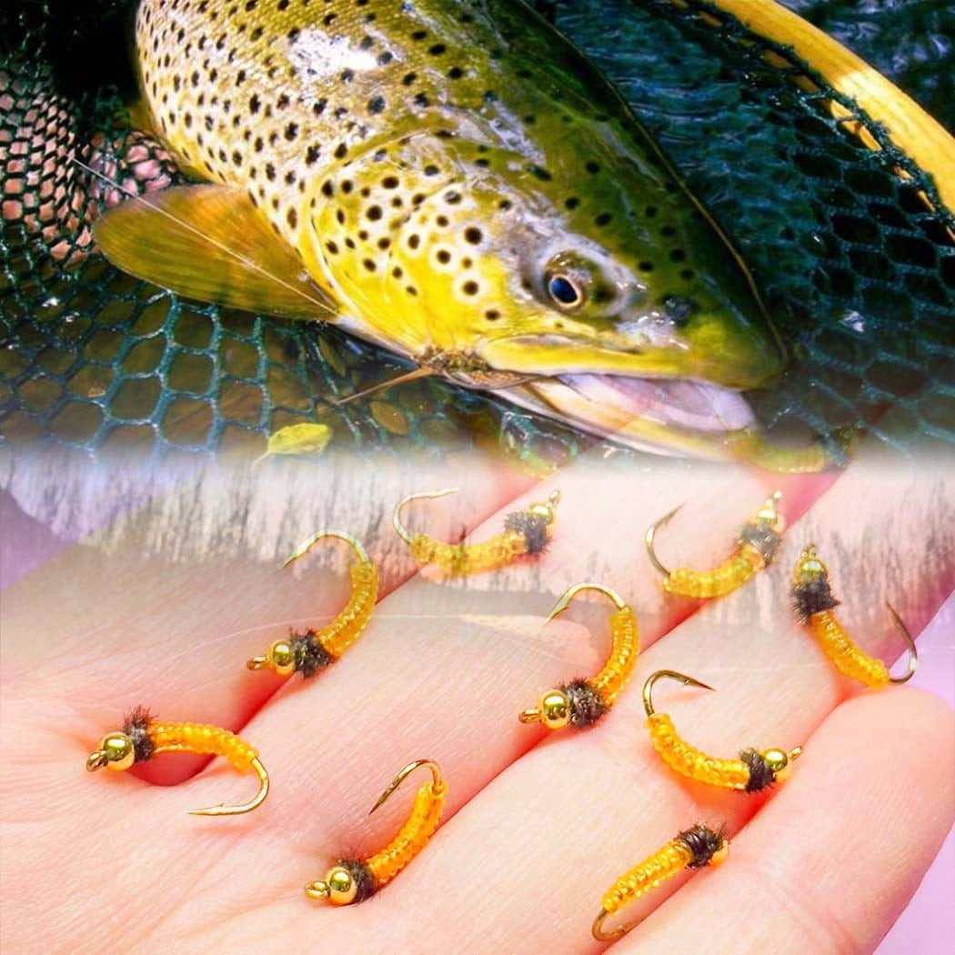 5/10Pcs Artificial Bait Fishing For Bass Trout Bionic Brass Head Midges ...