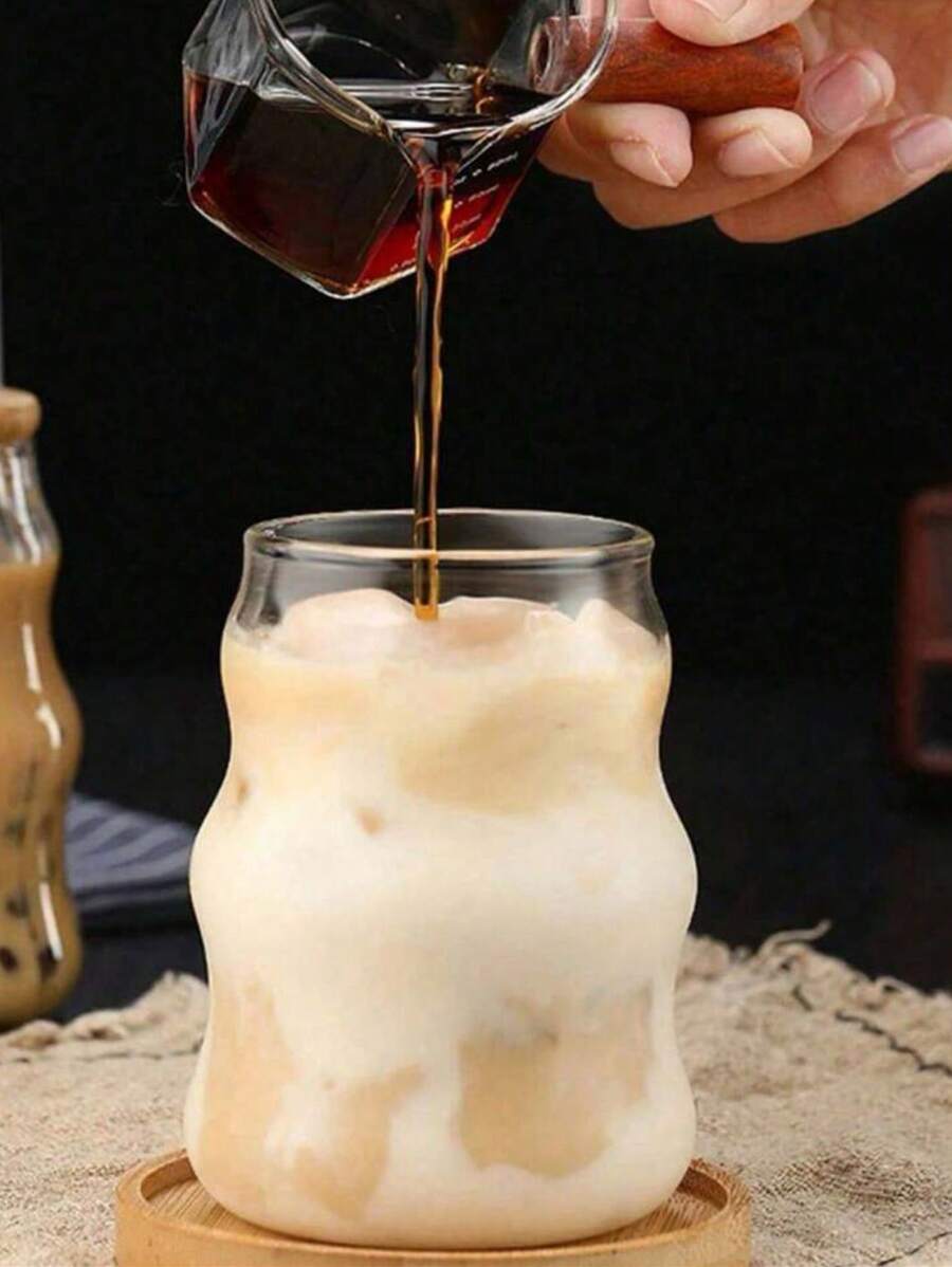 1pc 500ml Clear Straw Bottle Modern Glass Coffee Cup For Home Office