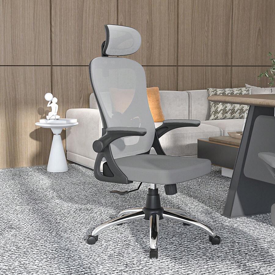 VECELO High Back Ergonomic Office Chair With Adjustable Headrest ...