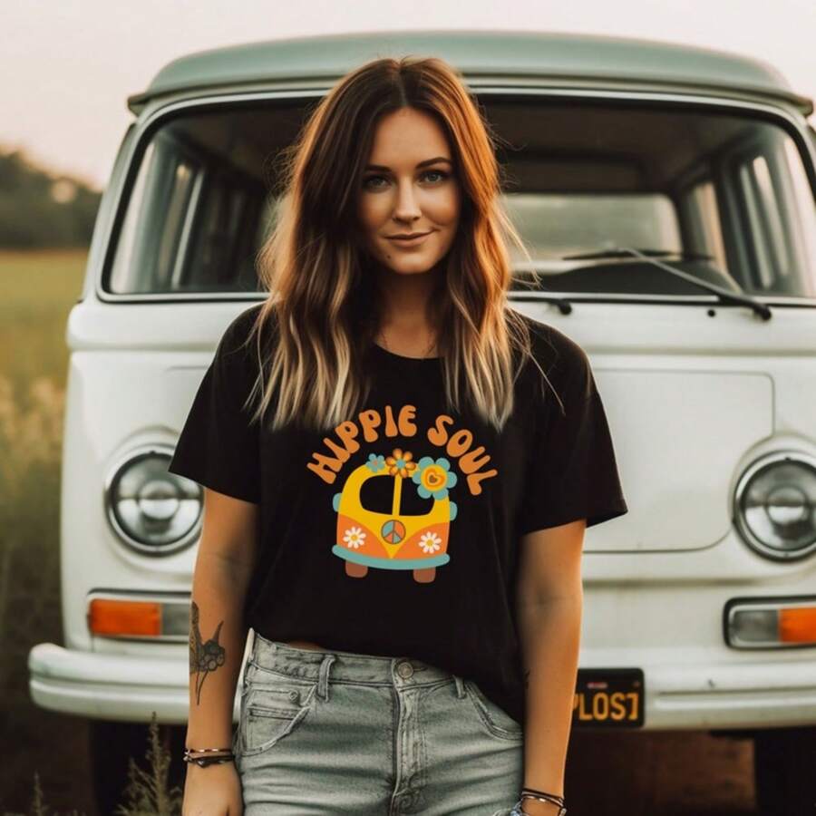 Hippie Soul Adult Tshirt, Hippie Tshirt, Retro Merch,Hippie Van Shirt ...