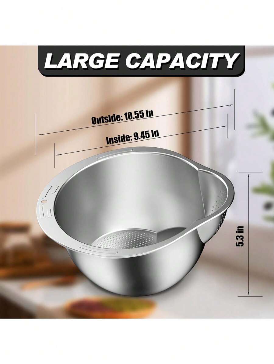 Stainless Steel Rice Washing Machine Filter Bowl - Large Mesh Strainer ...