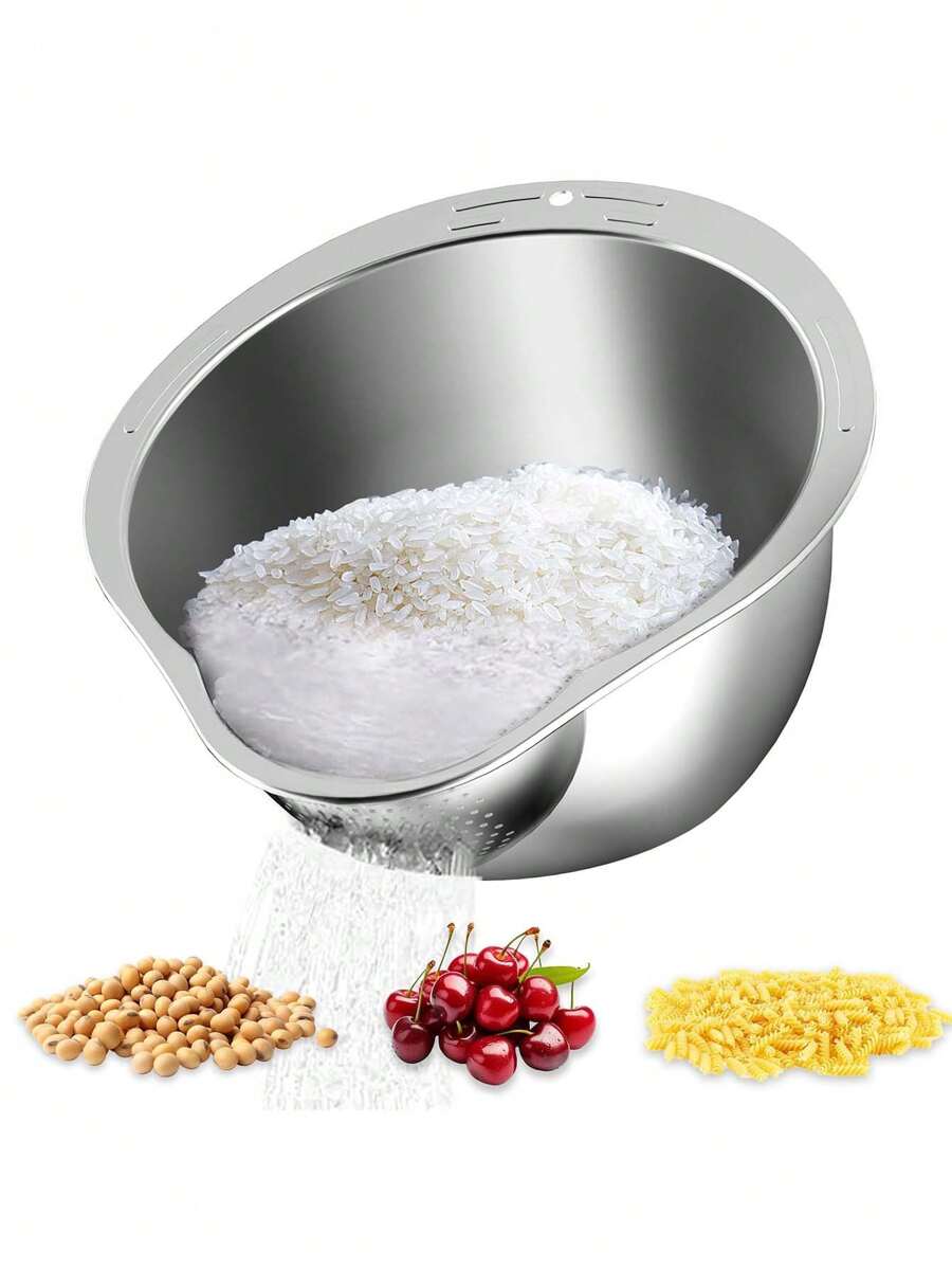 Stainless Steel Rice Washing Machine Filter Bowl - Large Mesh Strainer ...