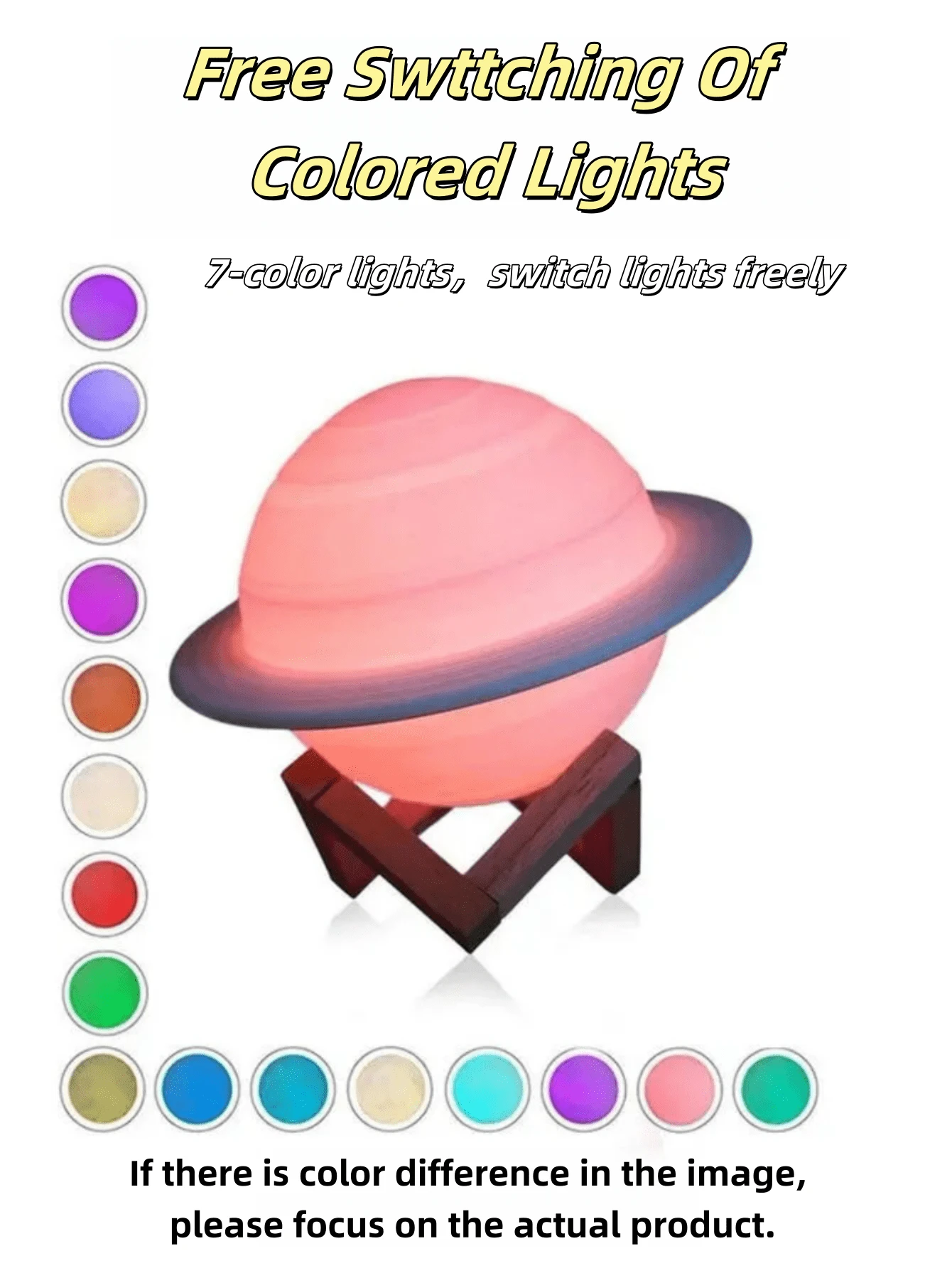 1pc Rainbow Moon Lamp With Wooden Stand, Creative Small Night Light ...