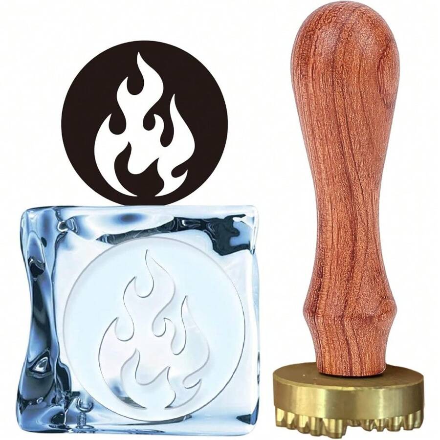 MAGICALCUTDIE Ice Stamp Flame Stamp With Removable Brass Head & Wood ...