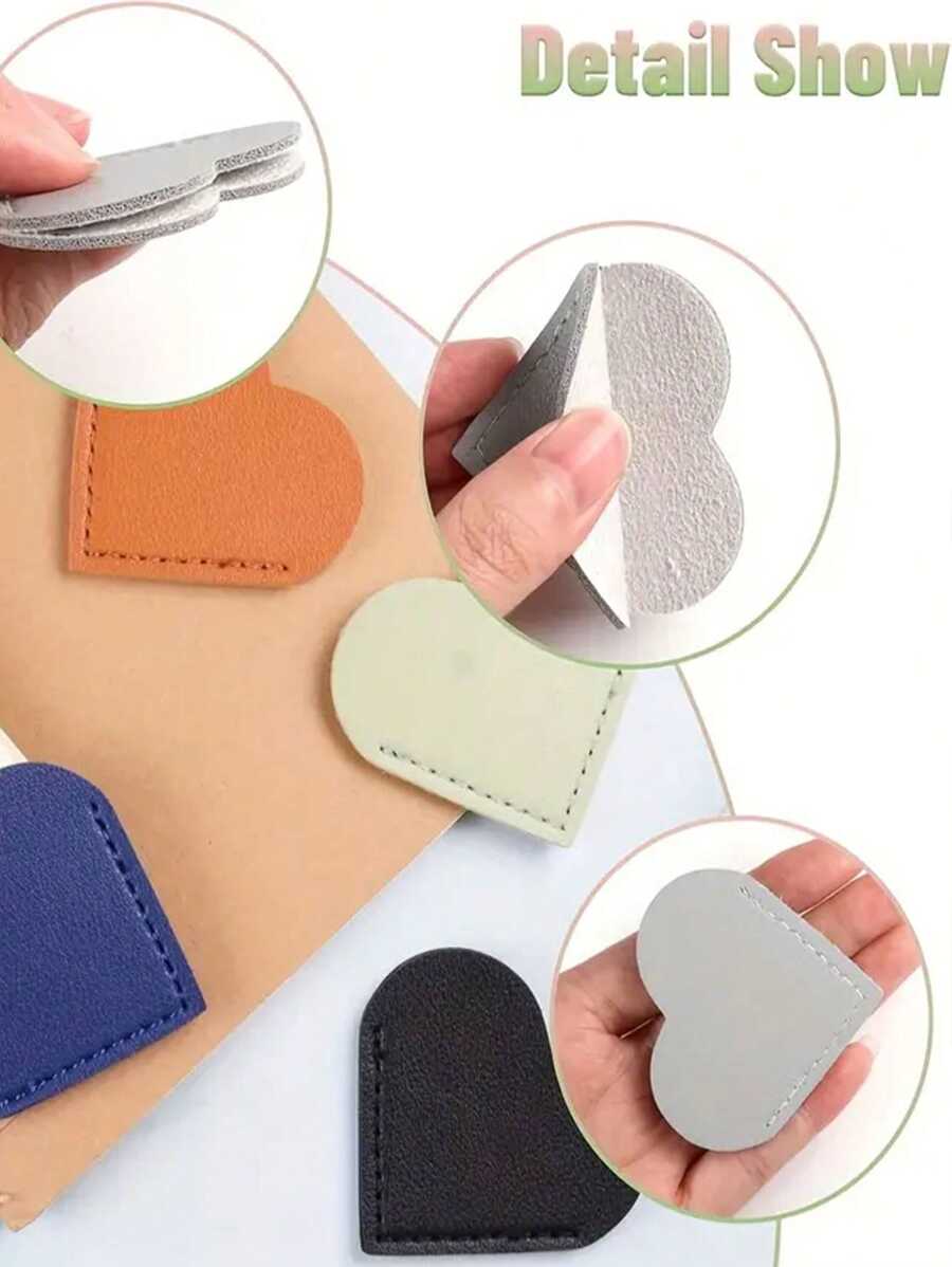 3/6pcs Faux Leather Heart-Shaped Bookmarks, Women's Corner Page ...