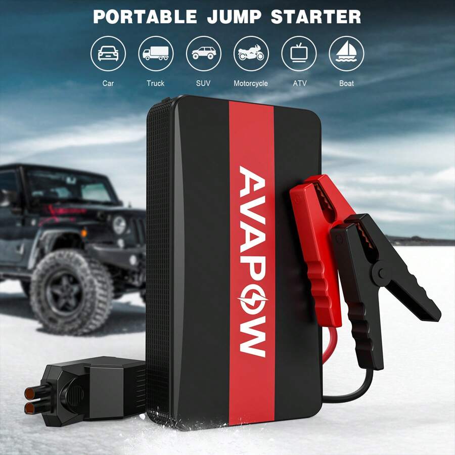 AVAPOW Car Jump Starter - 1000A Peak 12V Battery Jump Starter (Up To 7 ...