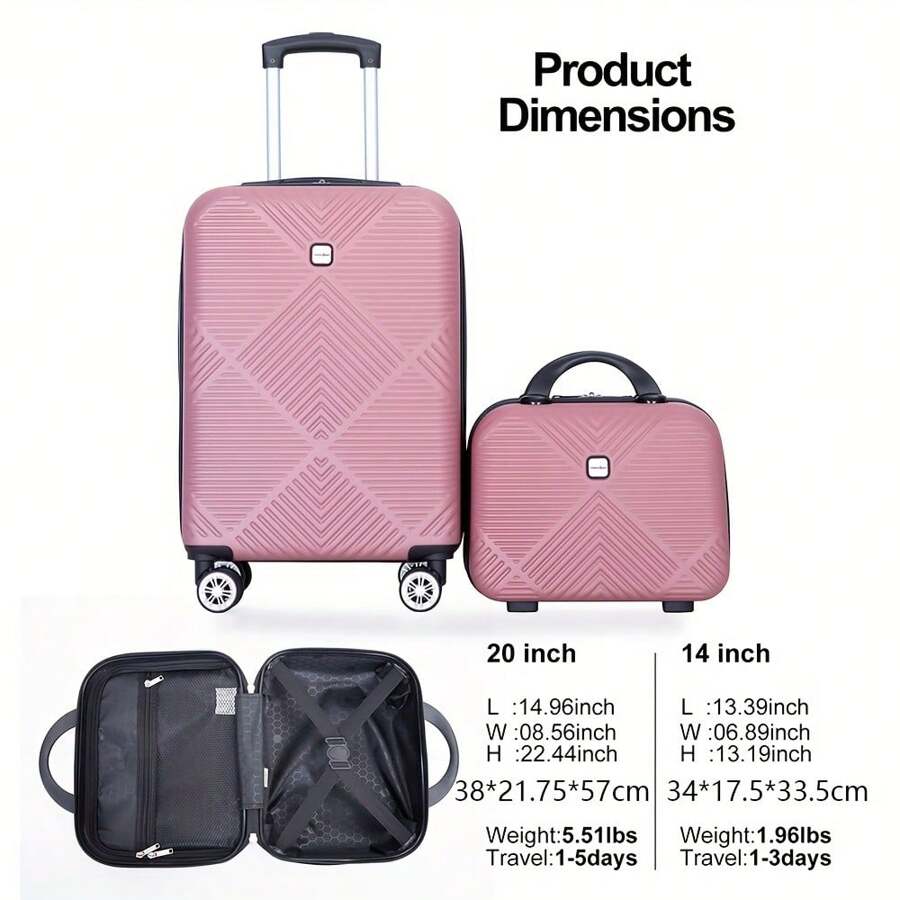 HOT-[2 Piece Efficient Carry-On Luggage] 2 Piece Luggage Set: Hardshell ...