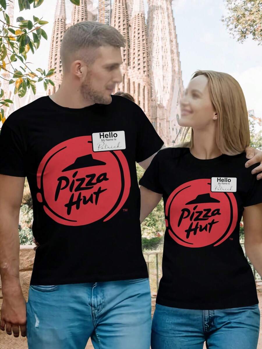 Lovers' Pizza Hut T-Shirts With Name Cheese Pizza Design For Women ...