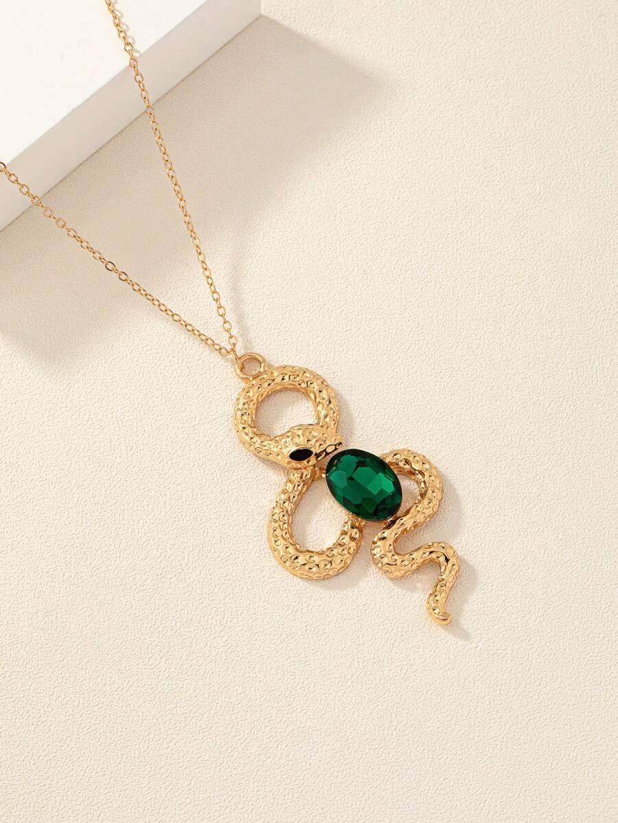 1 Pc Asymmetrical Twisted Snake-Shaped Pendant Necklace, Retro Hip Hop ...