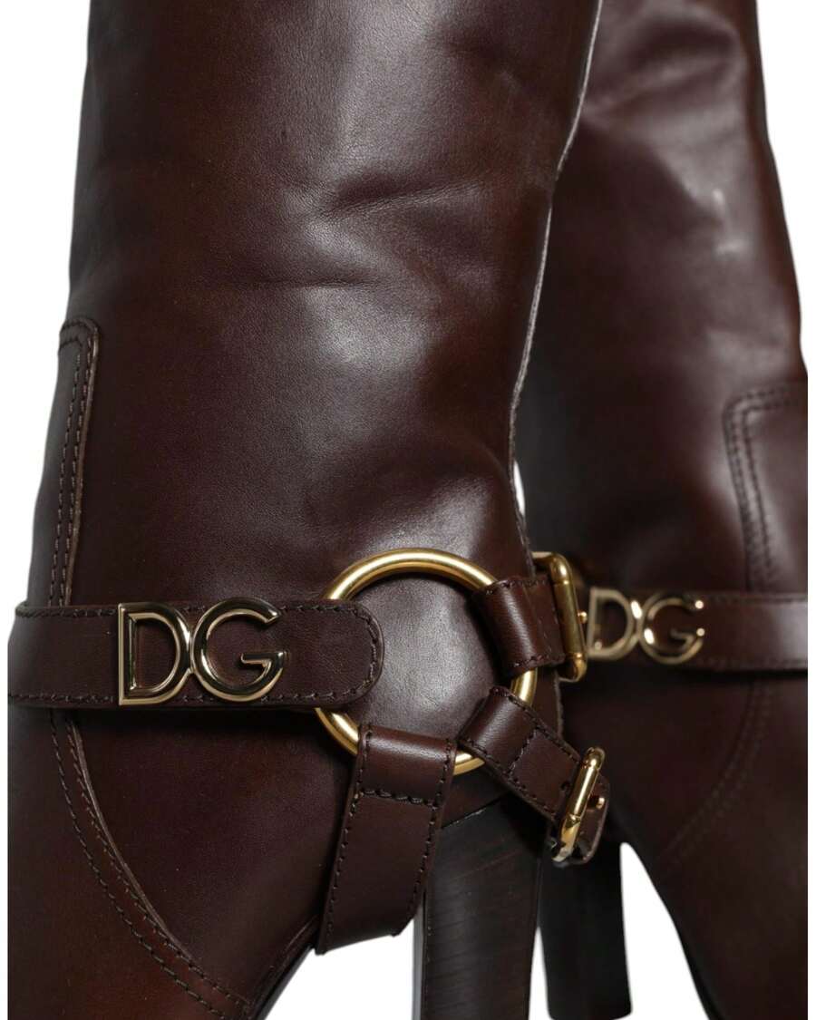 Dolce & Gabbana KneeHigh Leather Boots DG Buckle Style | SHEIN USA