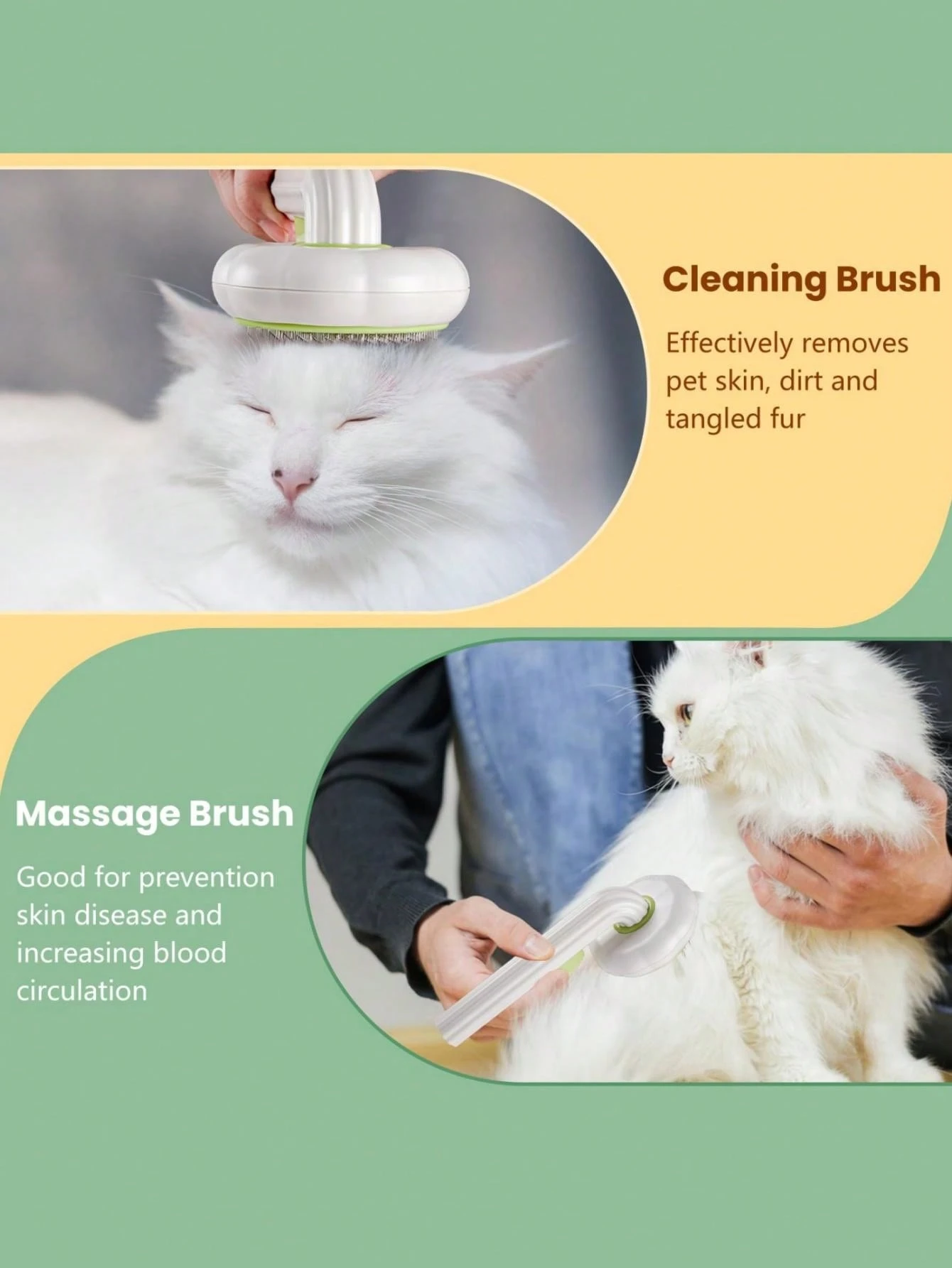 Cat Grooming Self Cleaning Brush - With Release Button To Remove ...