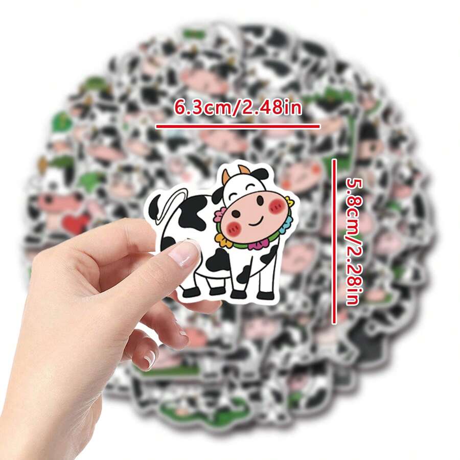 50 PCS Black And White Cow Stickers Vinyl Aesthetics Stickers ...