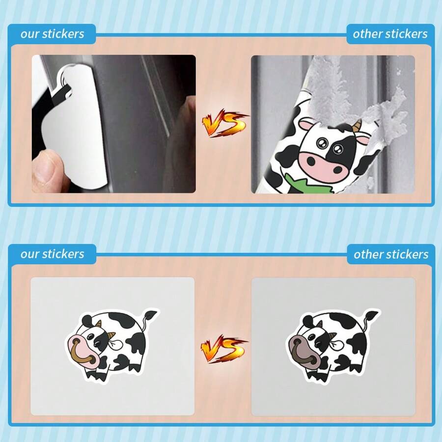 50 PCS Black And White Cow Stickers Vinyl Aesthetics Stickers ...