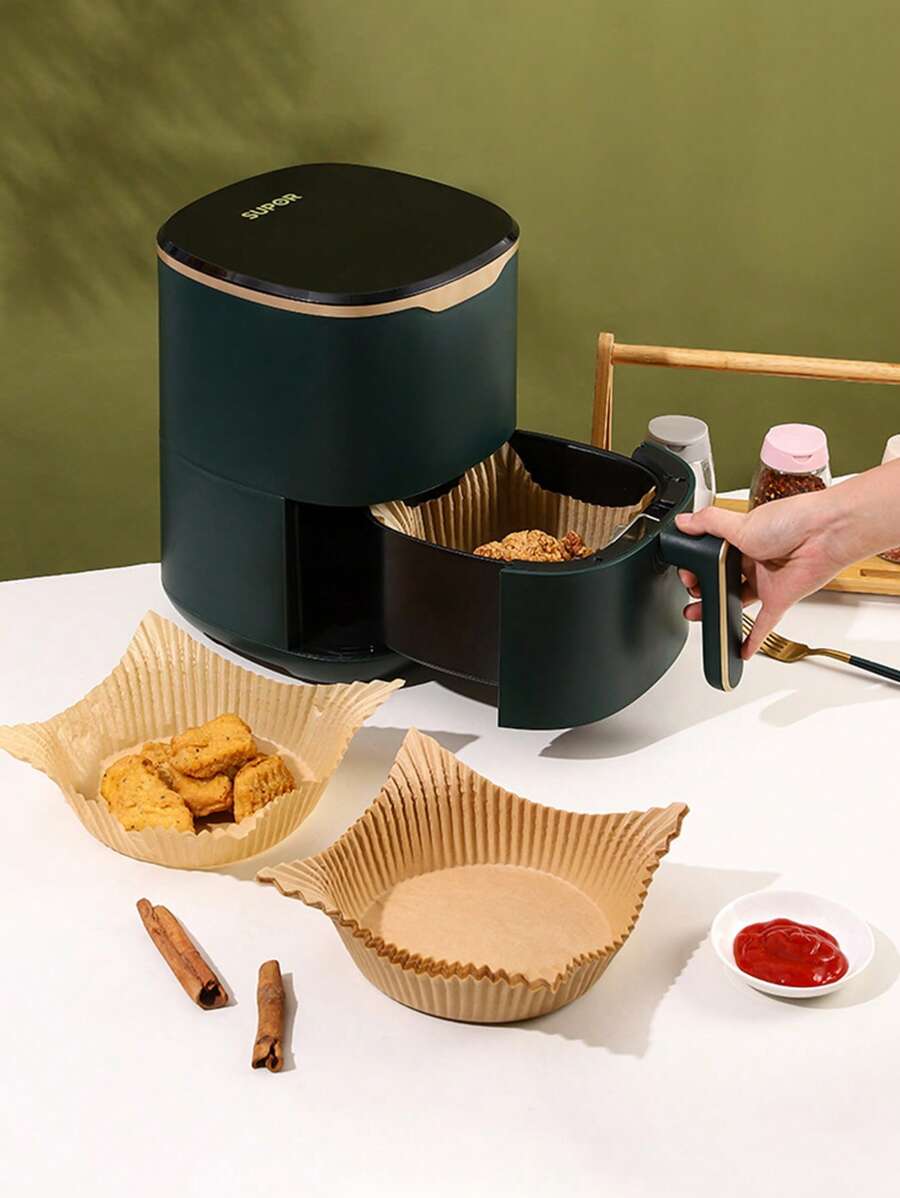 50pcs/Set 16x4.5cm Square Air Fryer Paper Pans, Disposable Waterproof ...