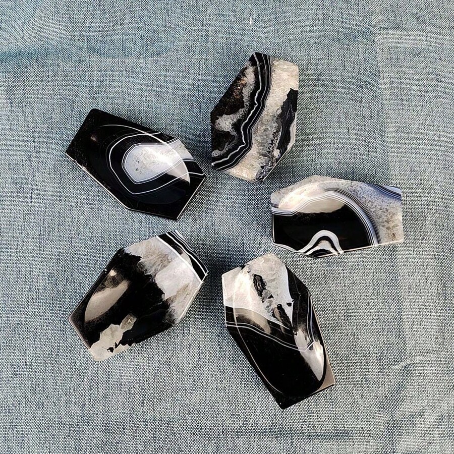 1pc Natural Crystal Black Sardonyx Coffin Shaped Geode Hand Carved Desk ...