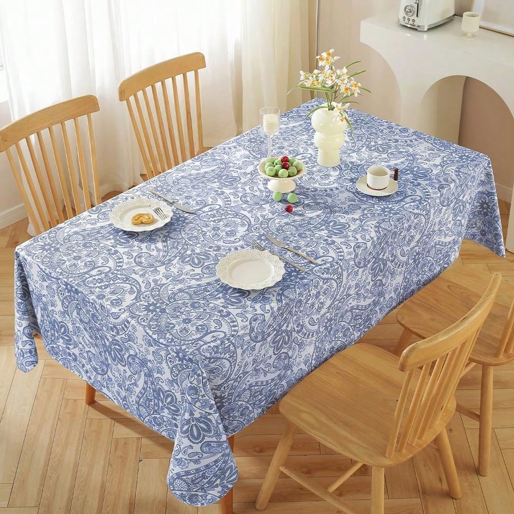1 Piece Rectangular Vinyl PVC Tablecloth, Flannel Backed Paisley ...