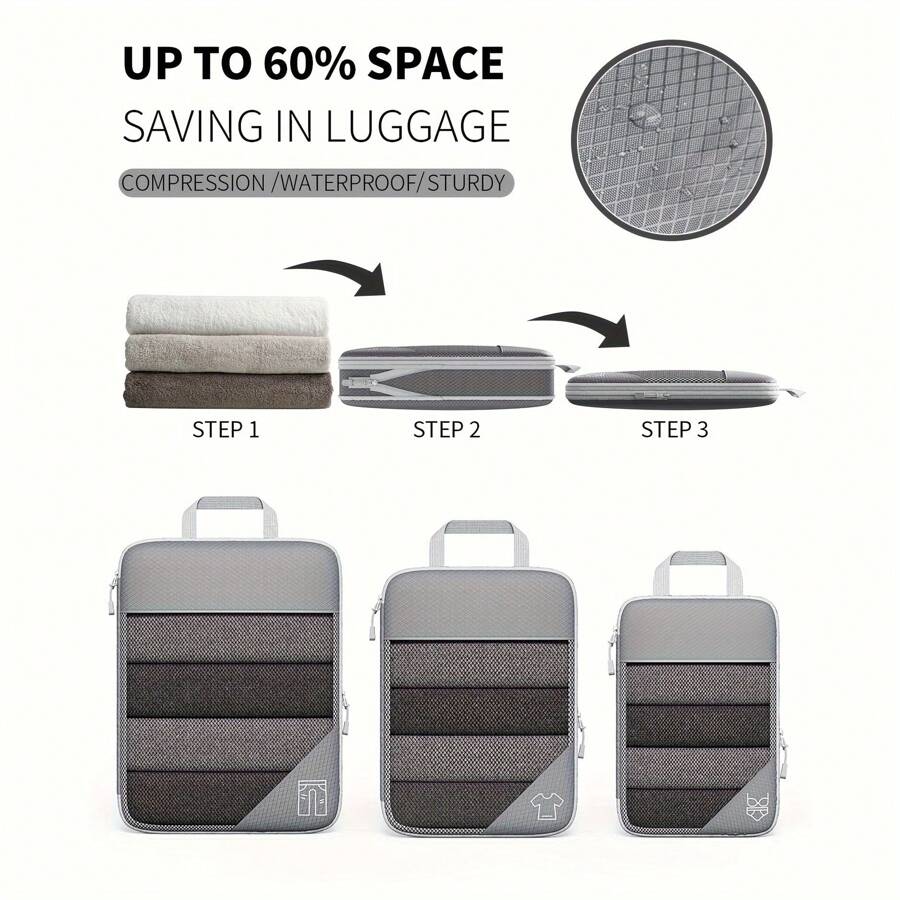 Compression Packing Cubes 6 Pack, Travel Luggage Organizer, Expandable ...