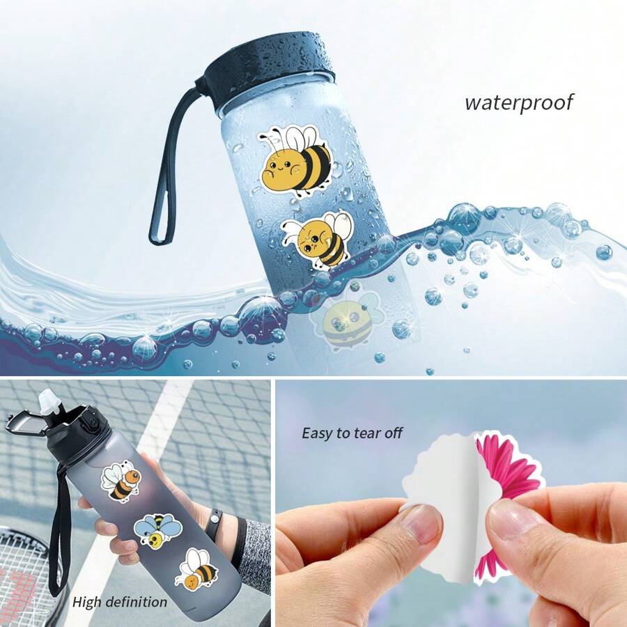 50 PCS Cute Bee Stickers Stickers Vinyl Aesthetics Stickers ...