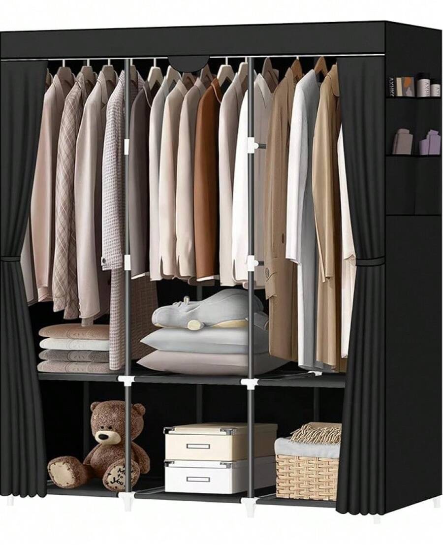 LOKEME Portable Closet, Portable Closets For Hanging Clothes With 3 ...