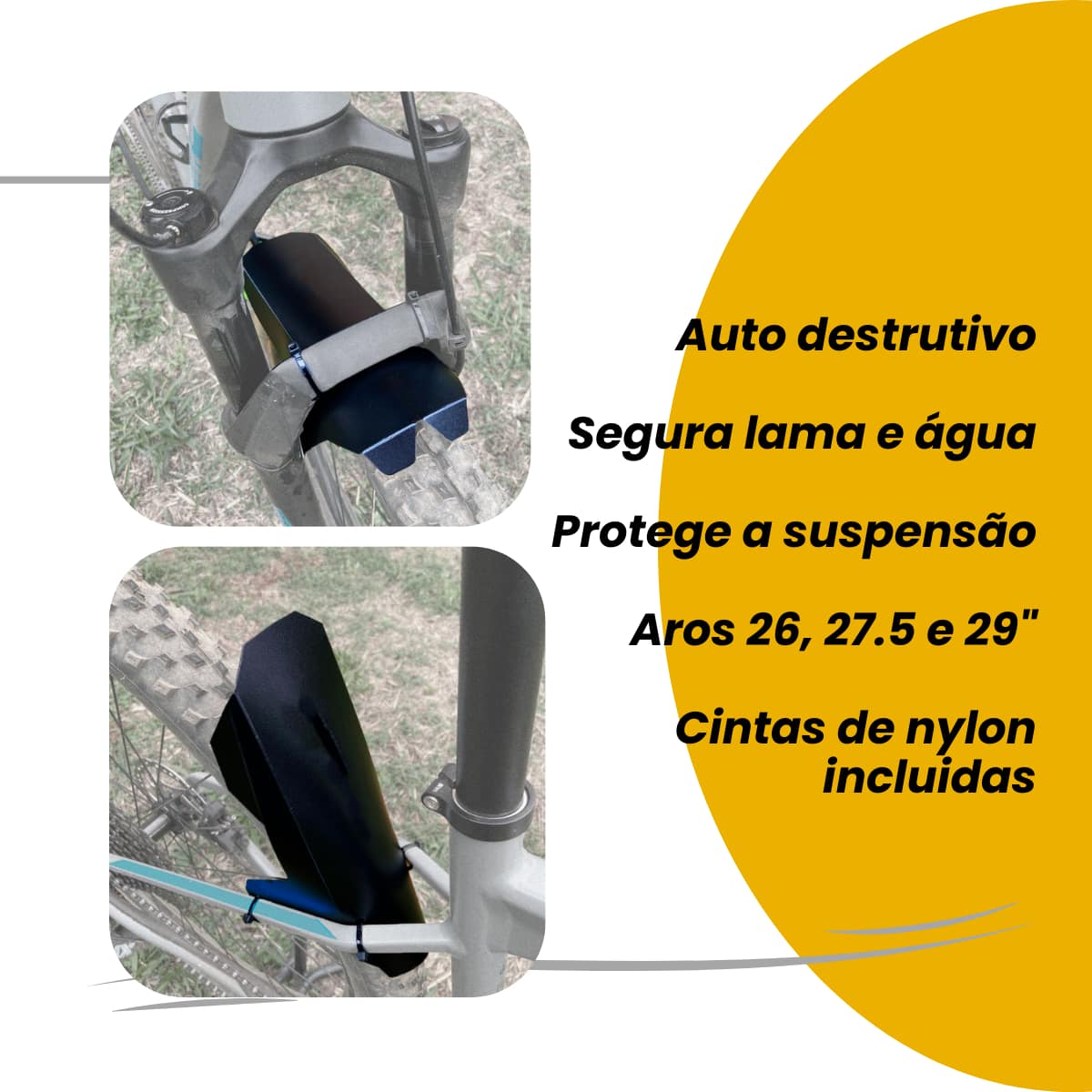 Kit de Paralamas para Bicicleta - Dianteiro e Traseiro - MTB, Enduro, DH, Urbano - Aros 20 a 29 ...