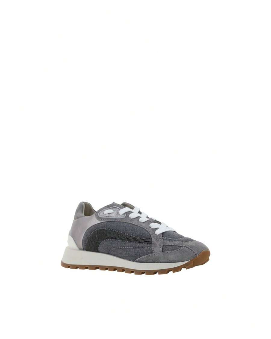 Brunello Cucinelli Women Metallic Panel Sneakers | SHEIN USA