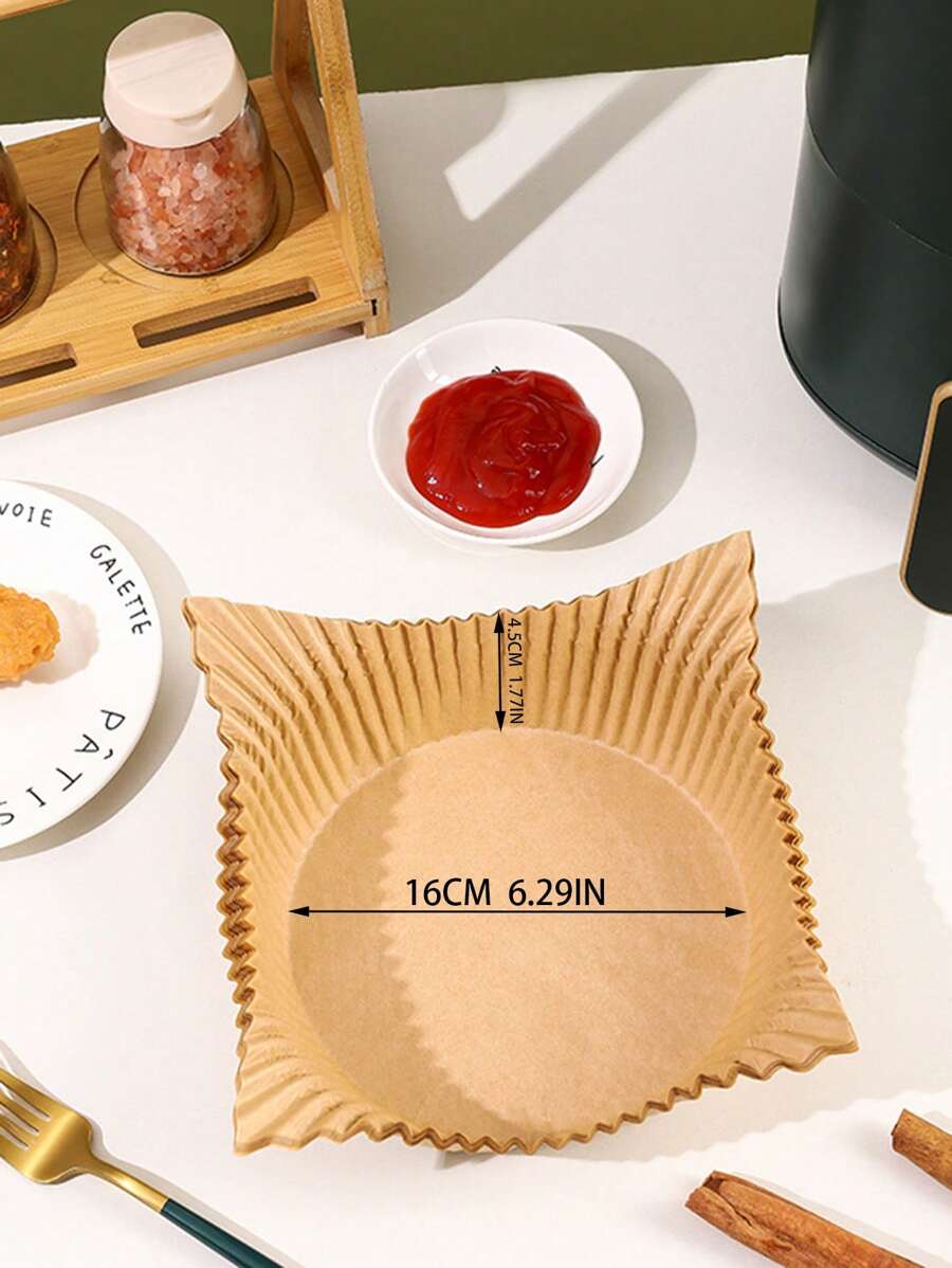 50pcs/Set 16x4.5cm Square Air Fryer Paper Pans, Disposable Waterproof ...