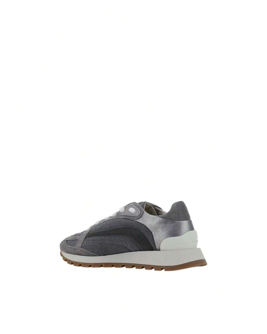 Brunello Cucinelli Women Metallic Panel Sneakers | SHEIN USA