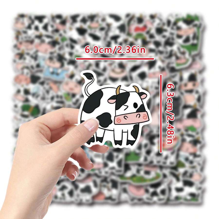 50 PCS Black And White Cow Stickers Vinyl Aesthetics Stickers ...
