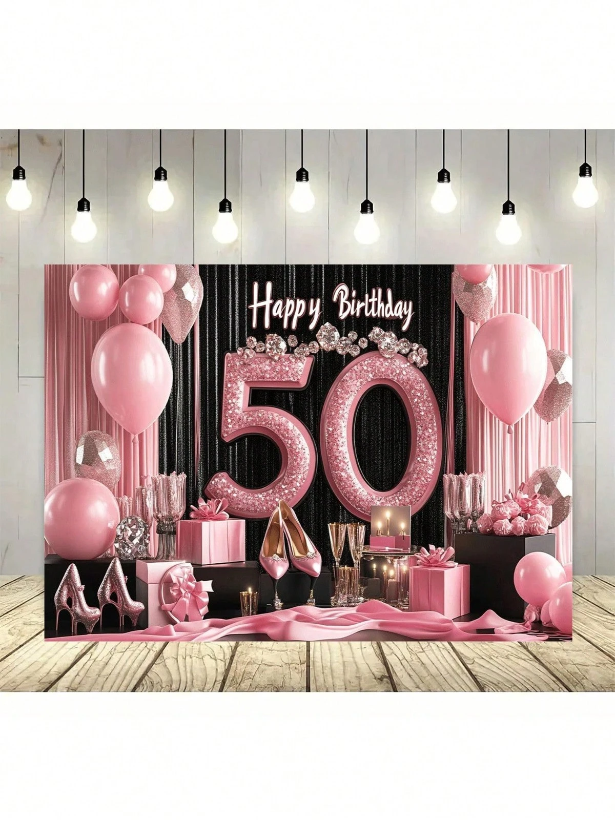 50th Birthday Party Backdrop - Polyester Fabric Banner, Suitable For ...