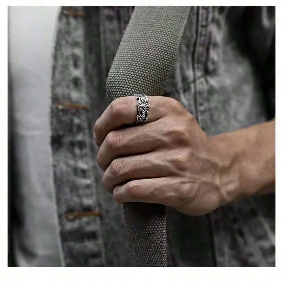 Traditional Chinese Style Auspicious Beast Tao Tieh Pattern Men's Ring ...