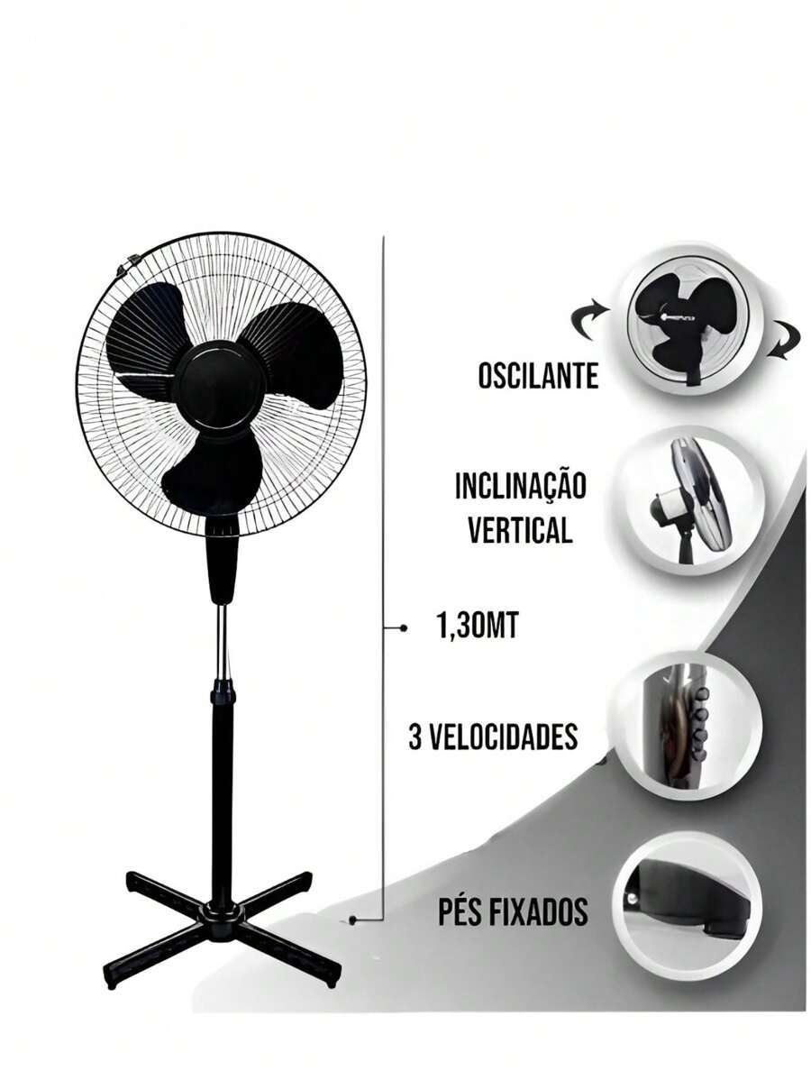 Ventilador Coluna De Chão Turbo Vento Forte 3 Velocidades | SHEIN Brasil