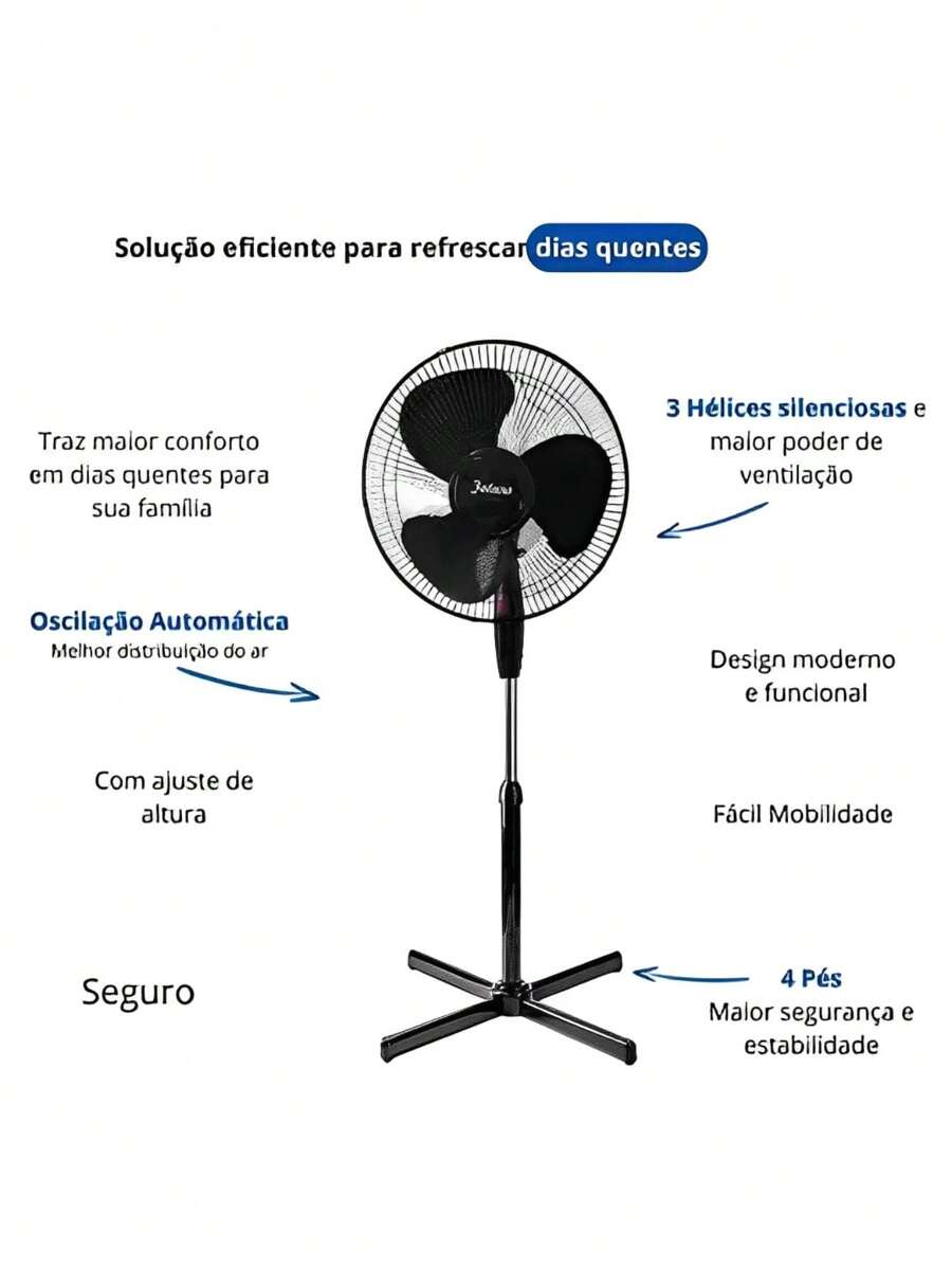 Ventilador Coluna De Chão Turbo Vento Forte 3 Velocidades | SHEIN Brasil