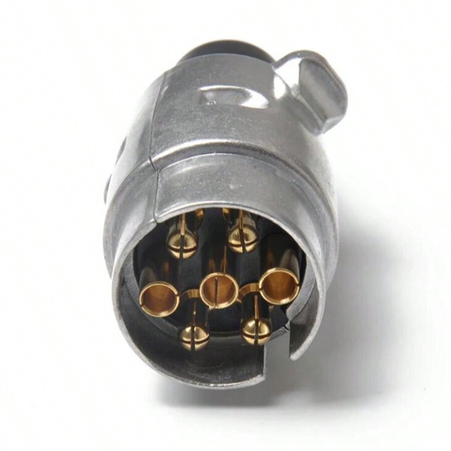 7 Pin Metal Trailer Plug Towbar Towing Lights Socket Car Van Caravan ...