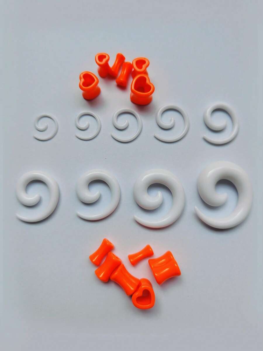 15pcs/Set Heart & Snail Spiral Ear Plugs Gauges Kit, Suitable For Men ...