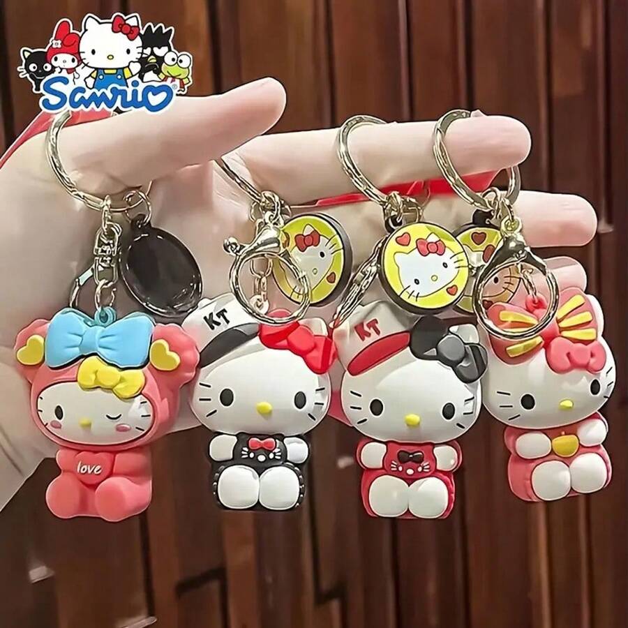 Sanrio 1 Set Of 4pcs Official Hello Kitty Keychains, Cartoon Keyrings ...