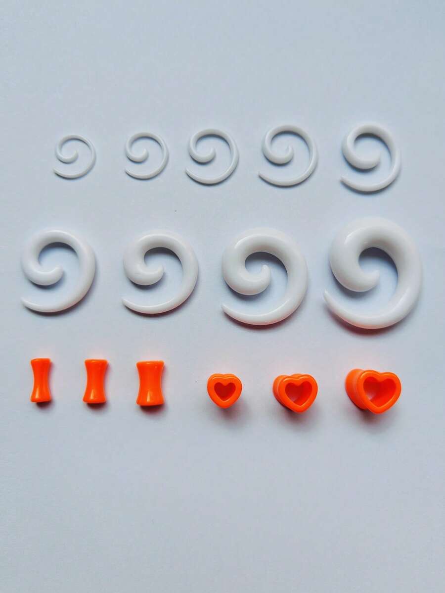 15pcs/Set Heart & Snail Spiral Ear Plugs Gauges Kit, Suitable For Men ...