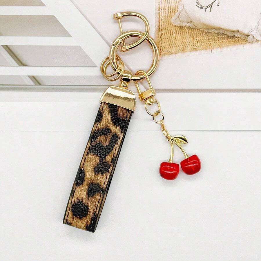 TTOBS 1pc Handmade Leopard Print Leather Car Key Chain With Unique ...