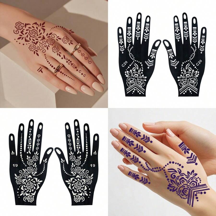 6 Sheets Tattoo Stencil Templates (3 Patterns), Pure Templates For DIY ...