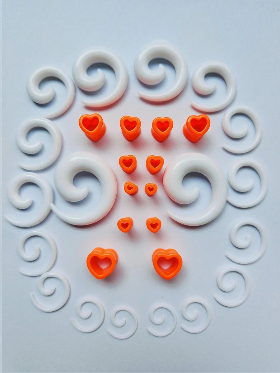 15pcs/Set Heart & Snail Spiral Ear Plugs Gauges Kit, Suitable For Men ...