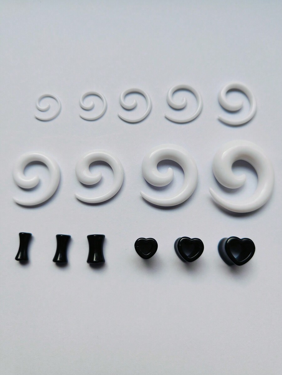 15pcs/Set Heart & Snail Shell Style Ear Gauges Kit, Suitable For Both ...