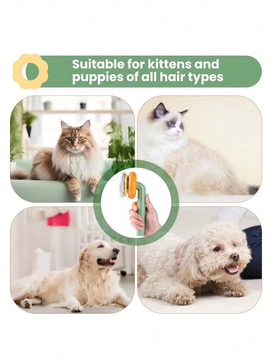 Cat Grooming Self Cleaning Brush - With Release Button To Remove ...