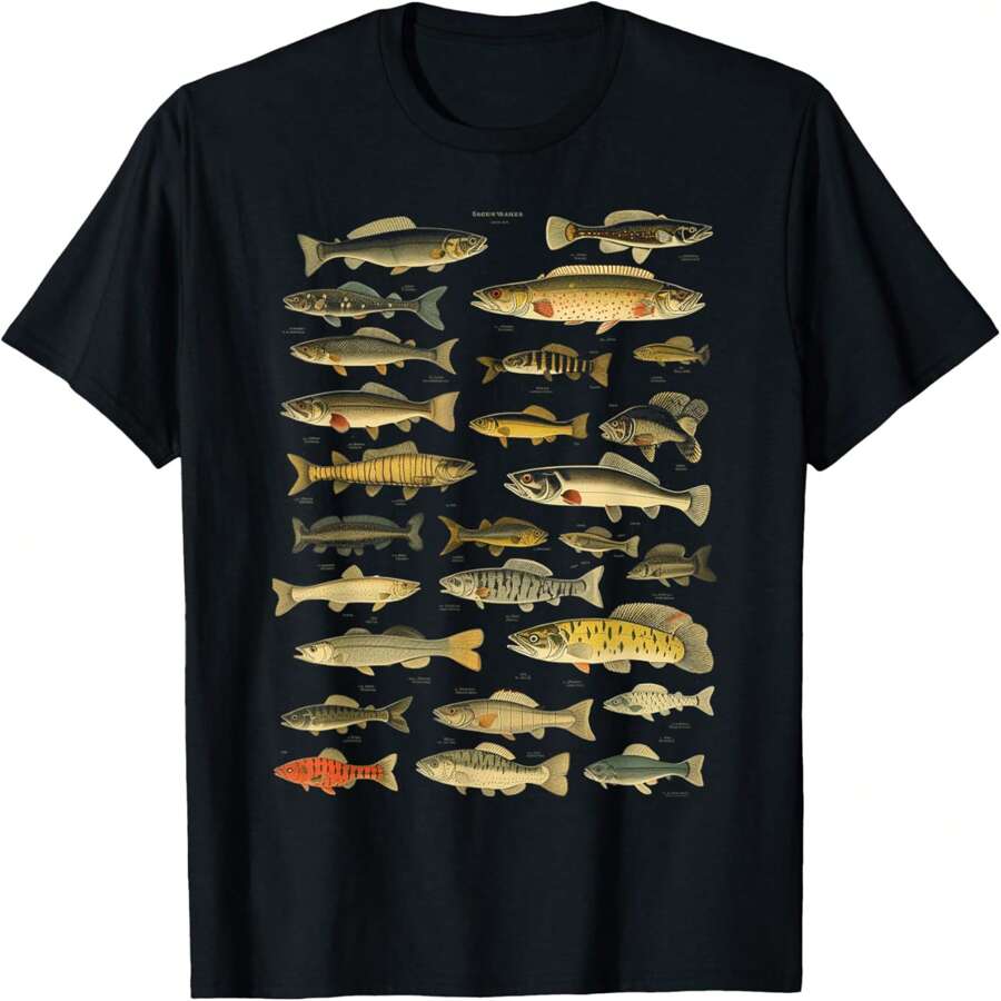 Types Of Freshwater Fish Species Fishing Graphic Tees T-Shirt. | SHEIN USA