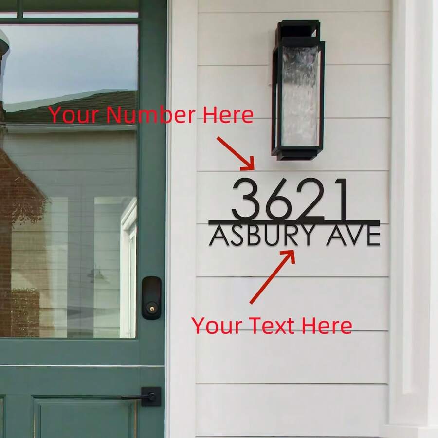 Modern Metal House Number Sign | House Address Sign With Street Name ...