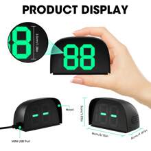 Green Car HUD GPS Speedometer – 3x2 Inch LED Large Font Digital MPH ...