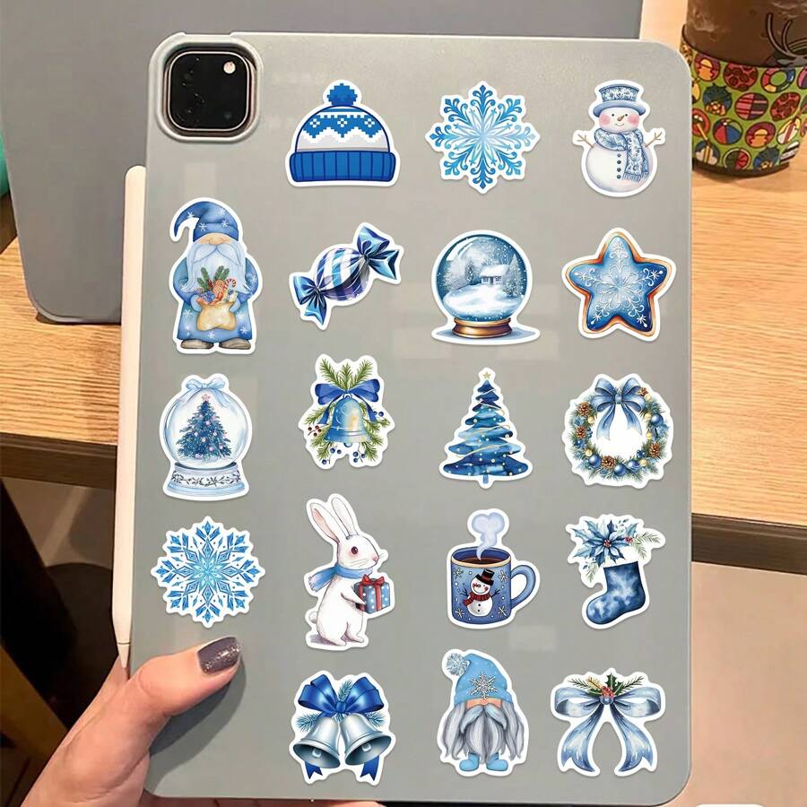 50PCS Blue Winter Stickers Vinyl Aesthetics Stickers Scrapbooking ...