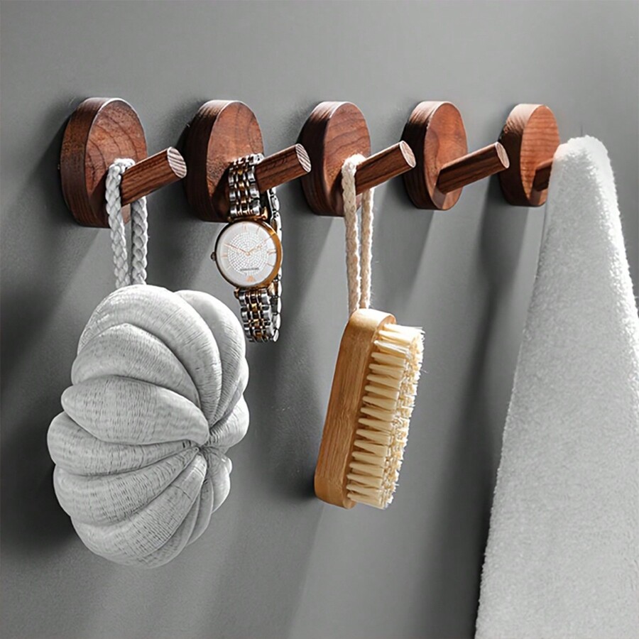 1pc Wooden Cylindrical Wall Hook, Coat & Hat Rack For Behind The Door ...