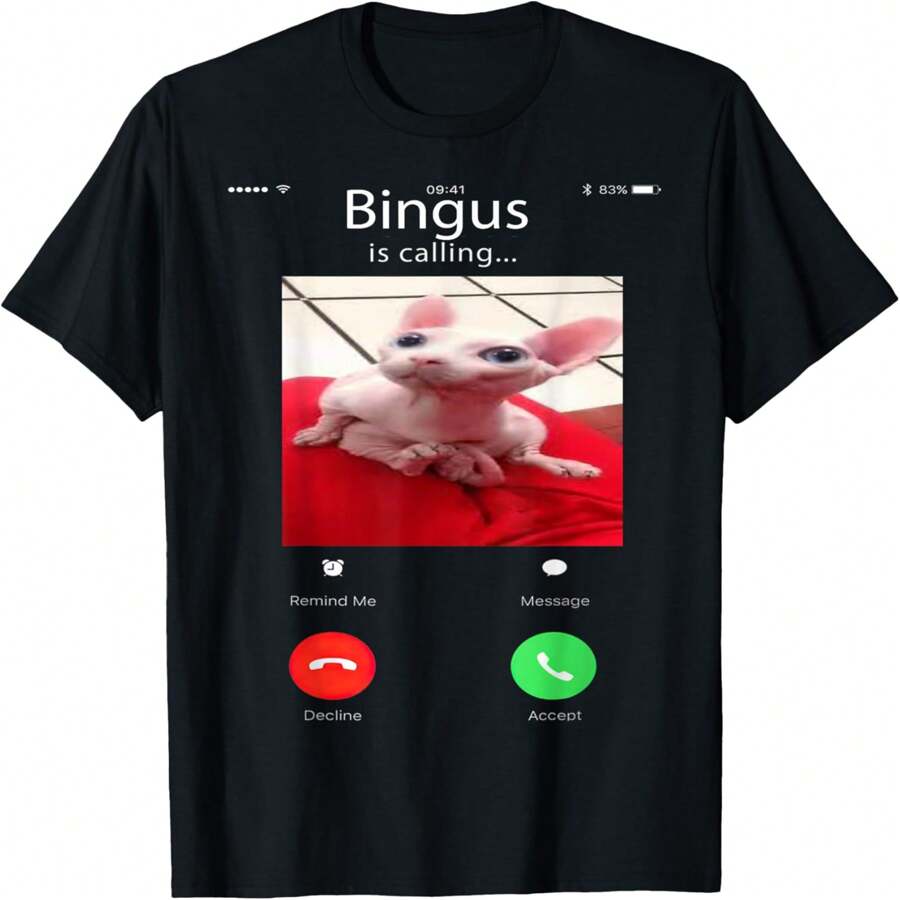 Bingus Is Calling Funny Big Cat Meme T-Shirt. | SHEIN USA